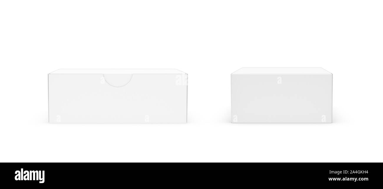 3d rendering of a white rectangular box with a closed attached lid in ...