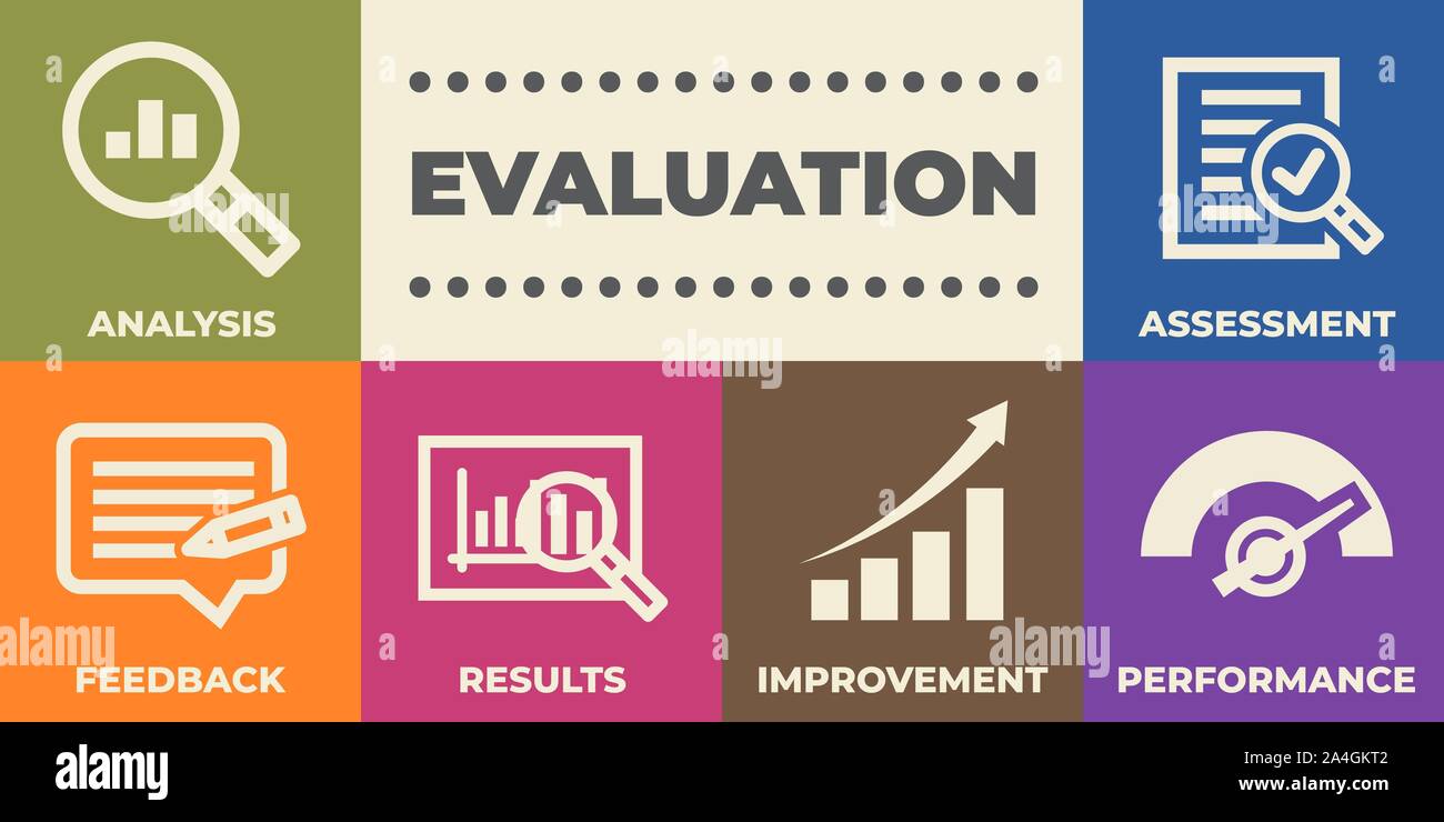 EVALUATION Concept with icons and signs Stock Vector Image & Art - Alamy