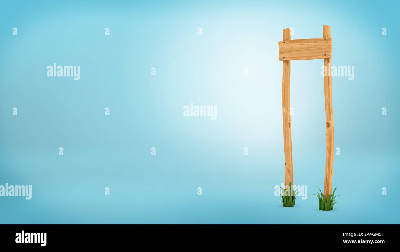 3d rendering of a wooden post with square board for information Stock ...