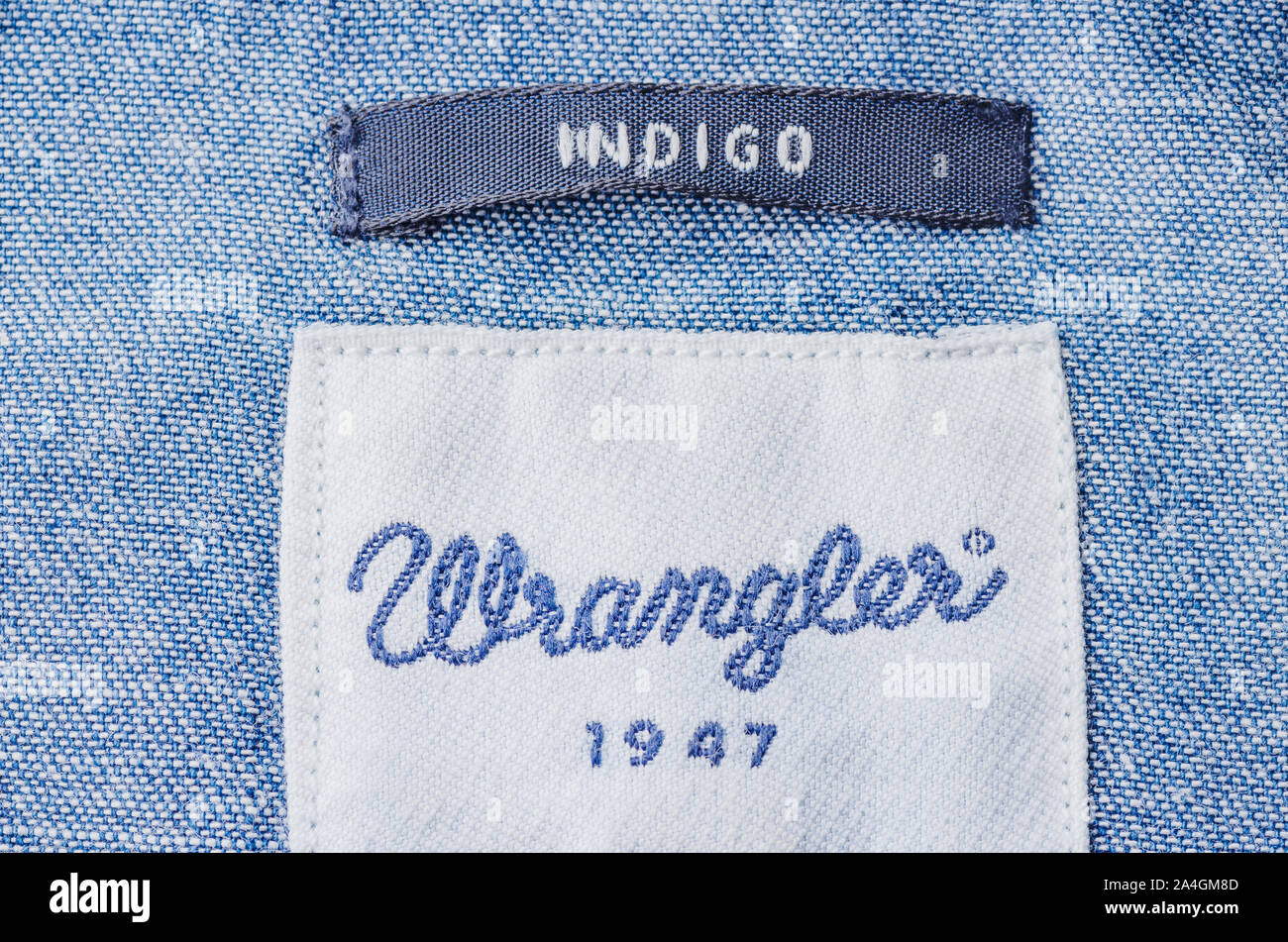 Closeup of Wrangler label on a shirt Stock Photo - Alamy