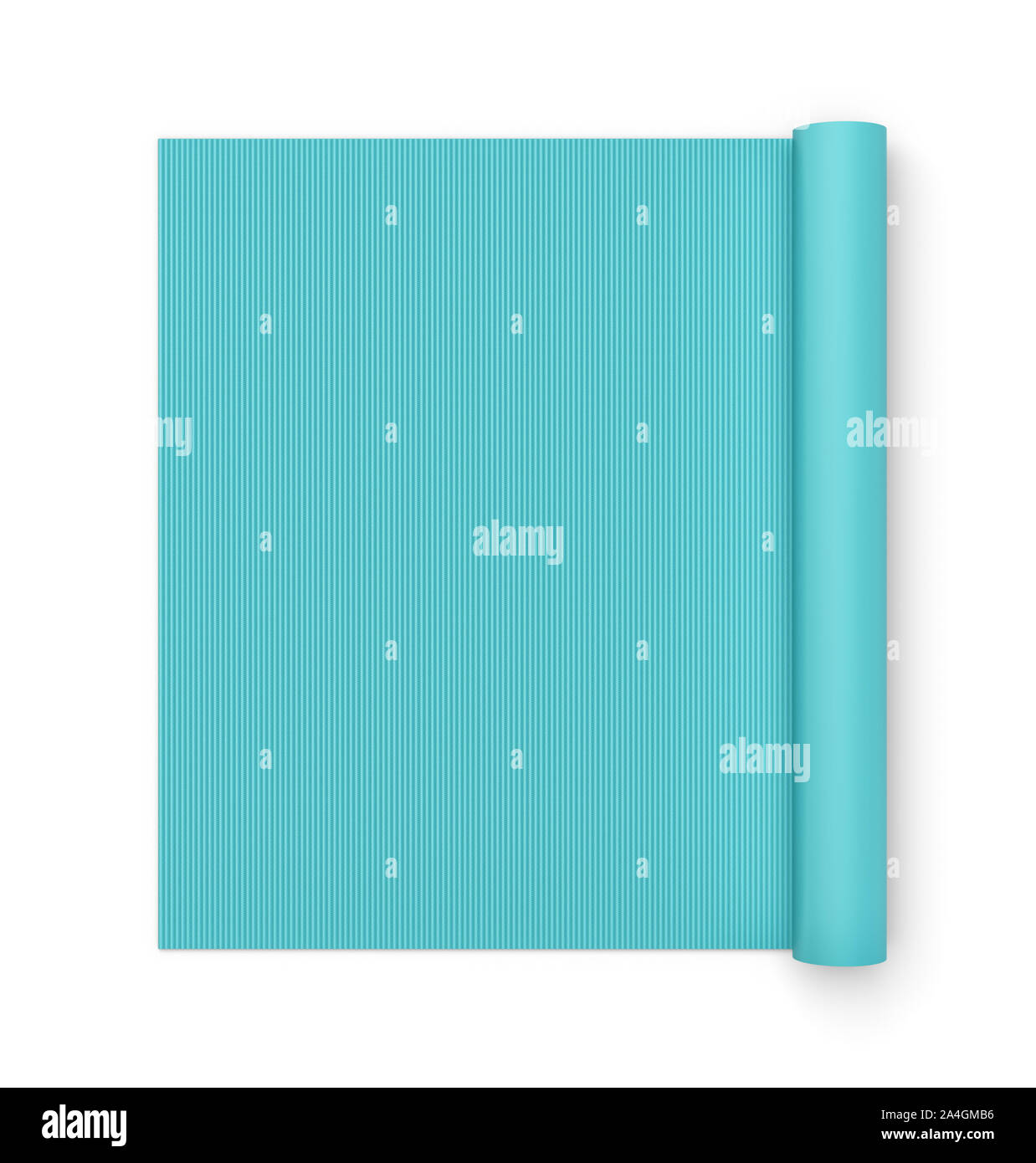Rendering of blue half rolled yoga mat isolated on white background ...