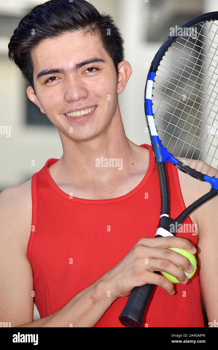 Smiling Athletic Filipino Tennis Player Stock Photo - Alamy