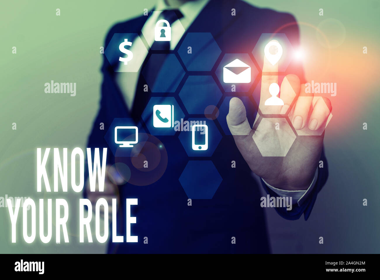 Writing note showing Know Your Role. Business concept for end acting ...