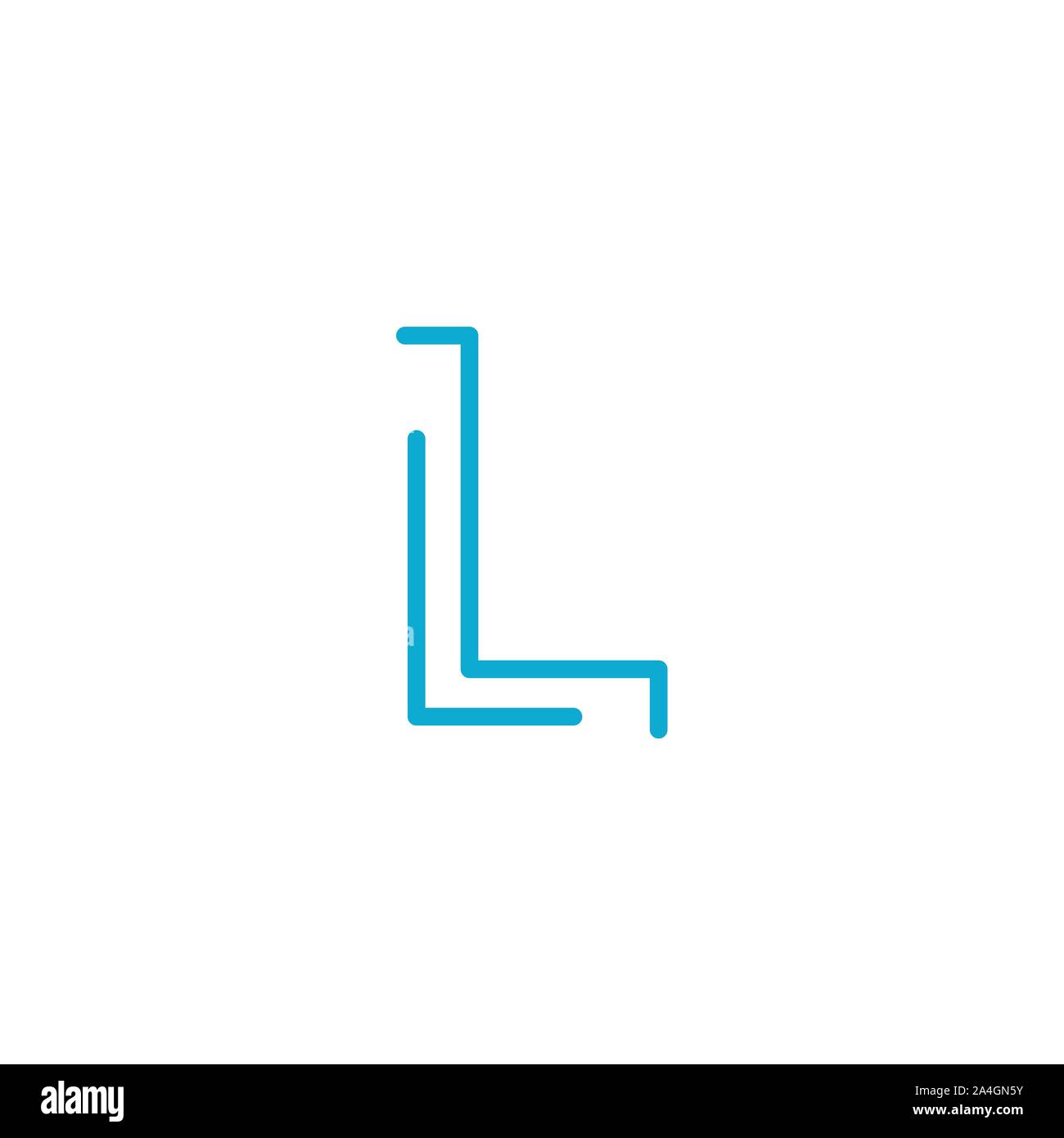 Linear geometric outline alphabet Letter L, Simple Logo Design, Blue ...