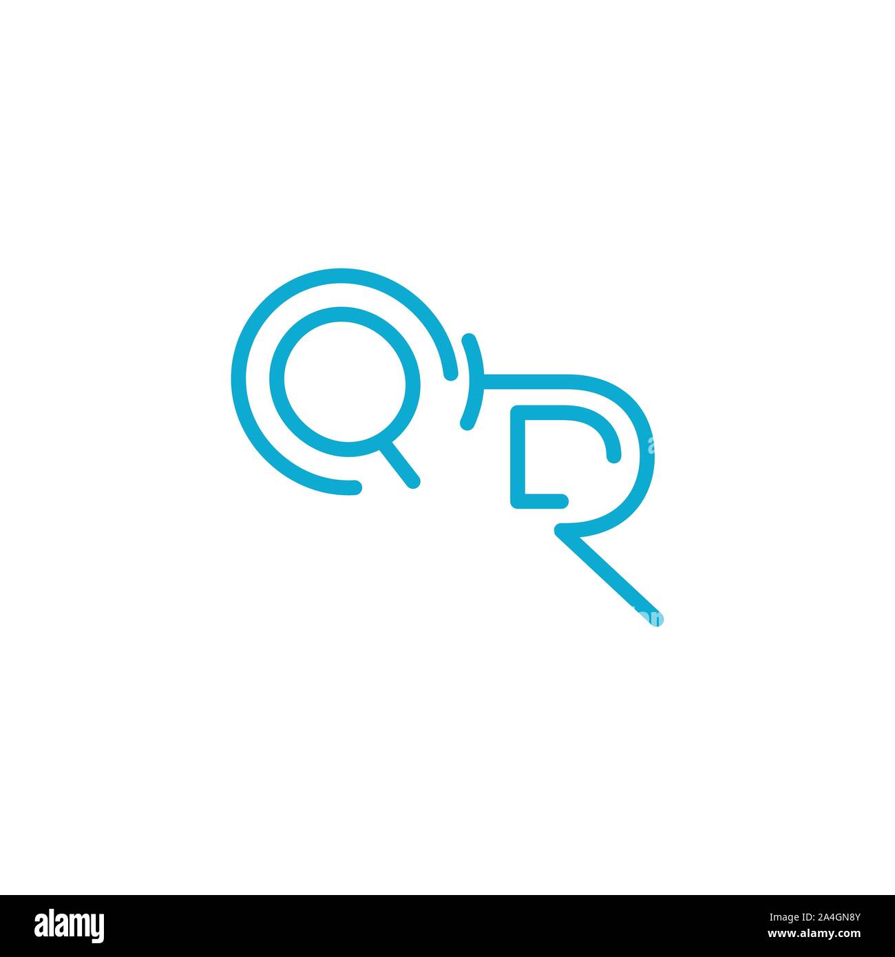 Initial linear outline letter QR, minimalist line art monogram logo ...