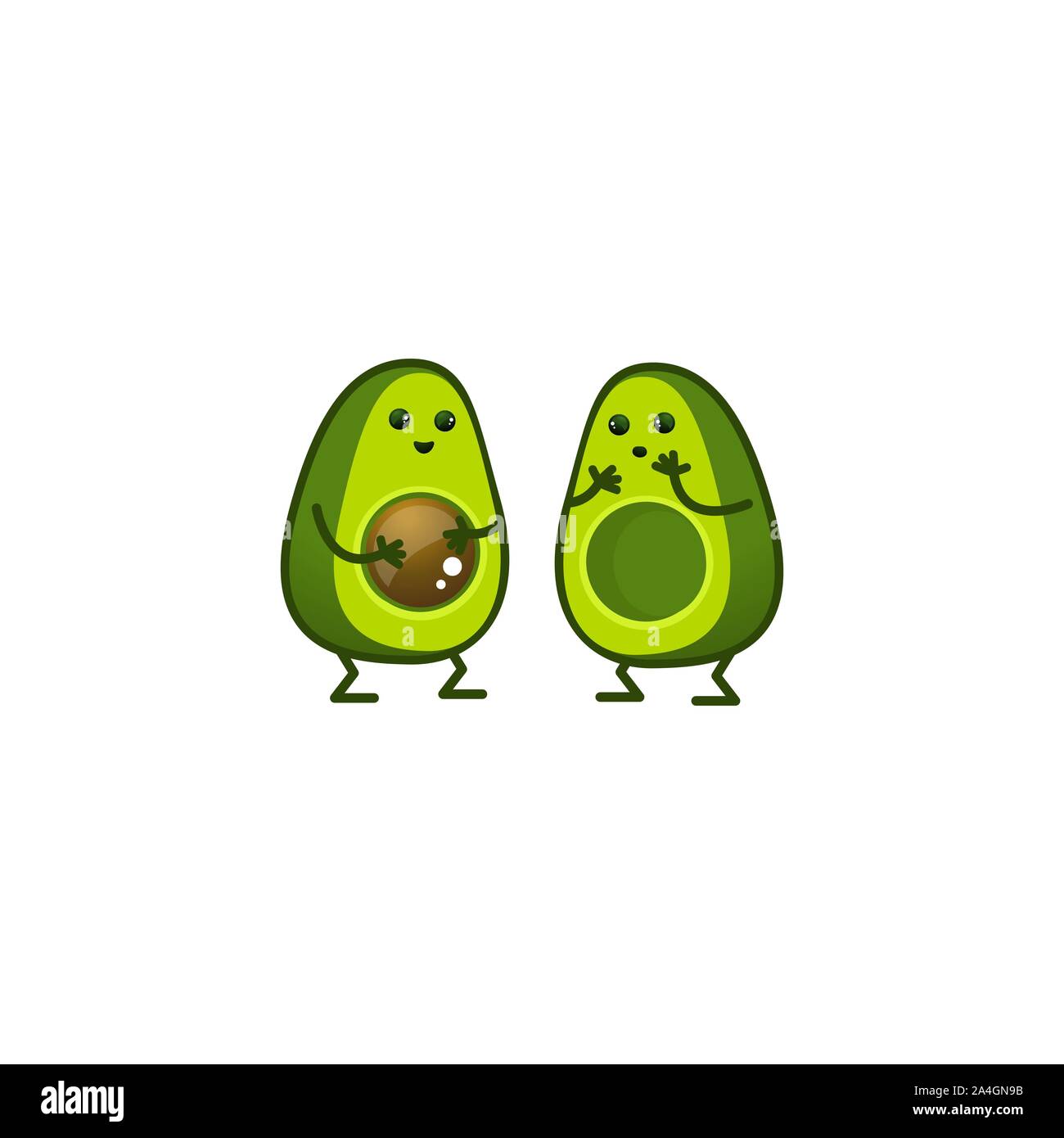 Funny happy cute happy smiling couple of avocado. Isolated on white ...
