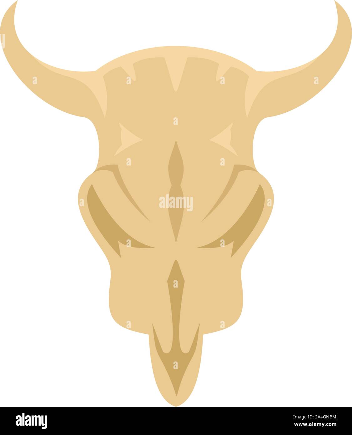 Stone age cow skull icon. Flat illustration of stone age cow skull ...