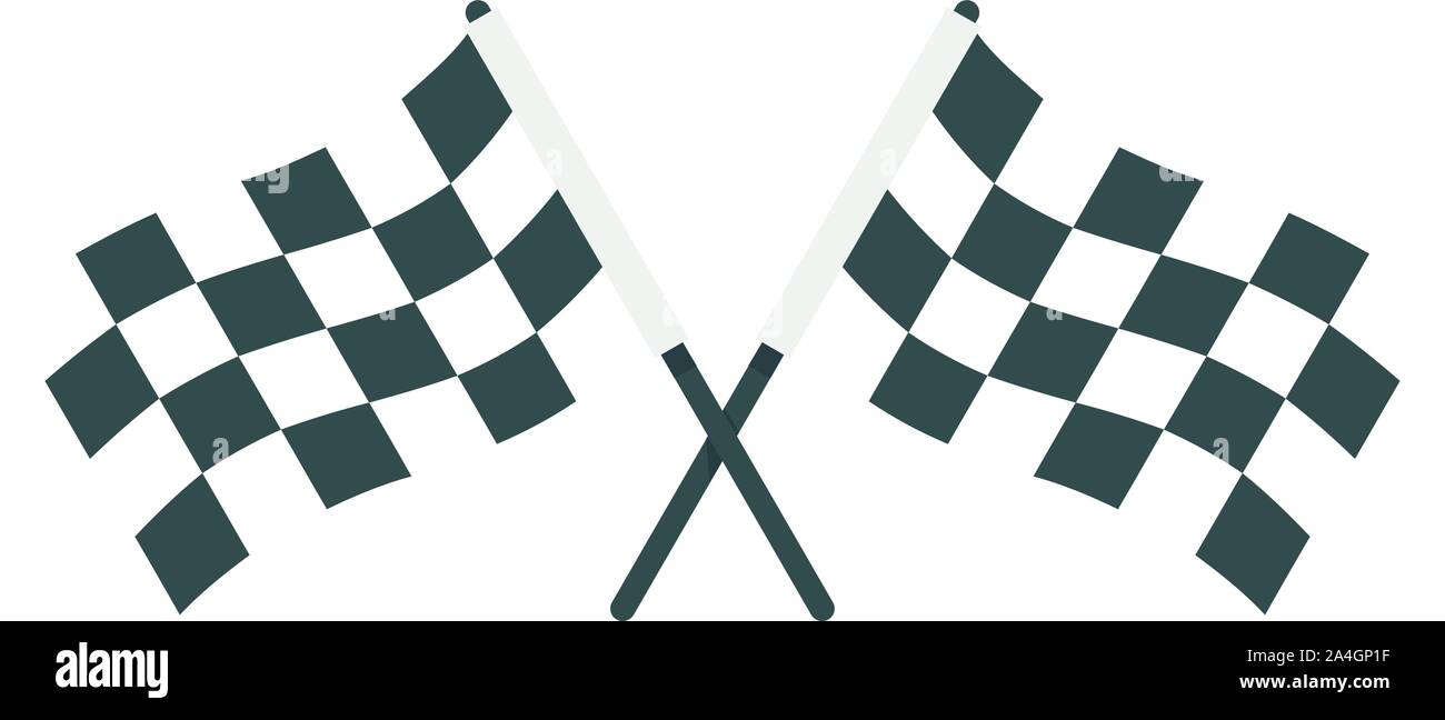 Race crossed flags icon. Flat illustration of race crossed flags vector ...