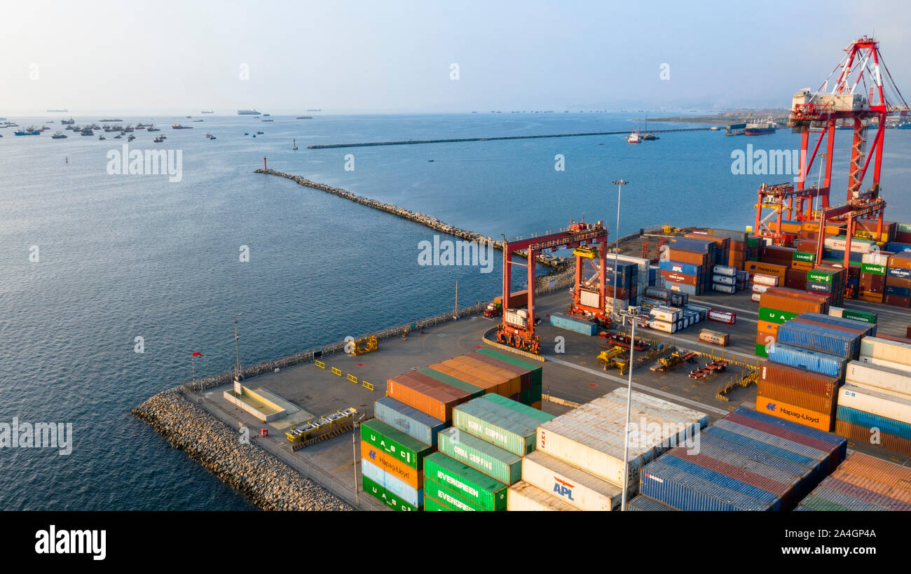 Callao, Lima / Peru - October 13 2019: View of dock and containers in ...