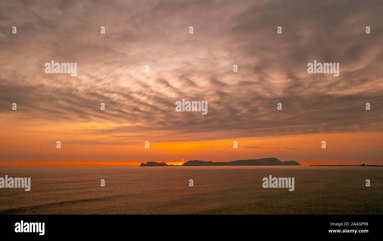 Natural Sunset Sunrise Over Field Or Meadow. Bright Dramatic Sky And ...