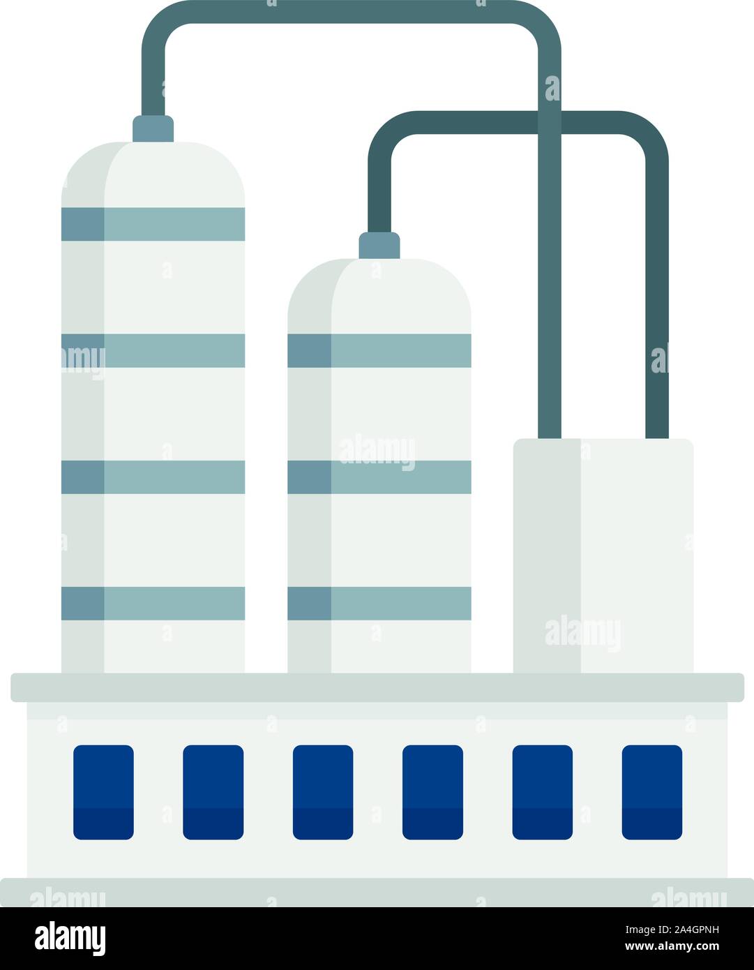 Industrial refinery factory icon. Flat illustration of industrial ...