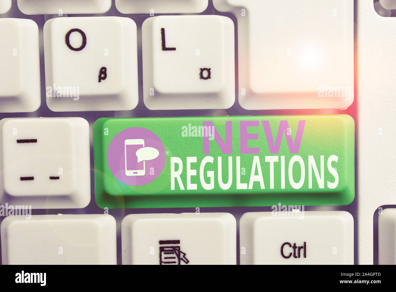 Writing note showing New Regulations question. Business concept for ...