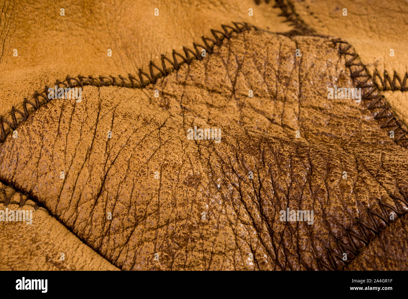 Old vintage genuine soft brown leather texture background, top layer ...