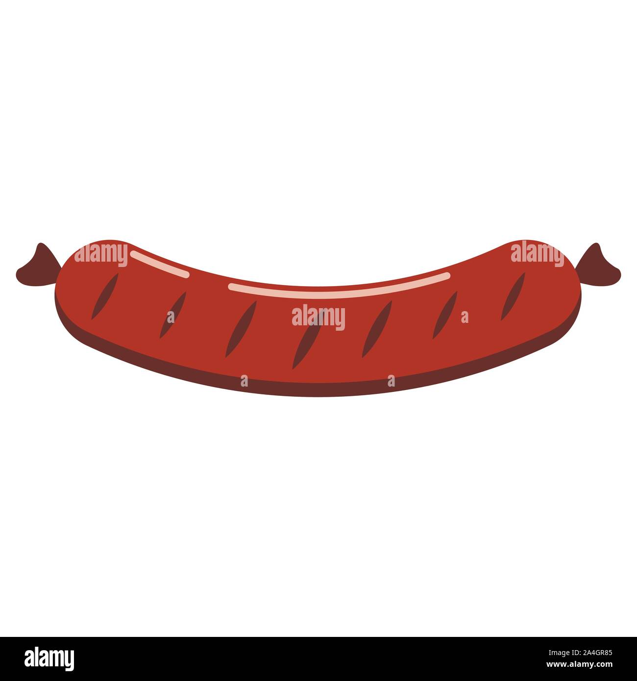 Vector illustration of food flat design sausage icon isolated on white ...
