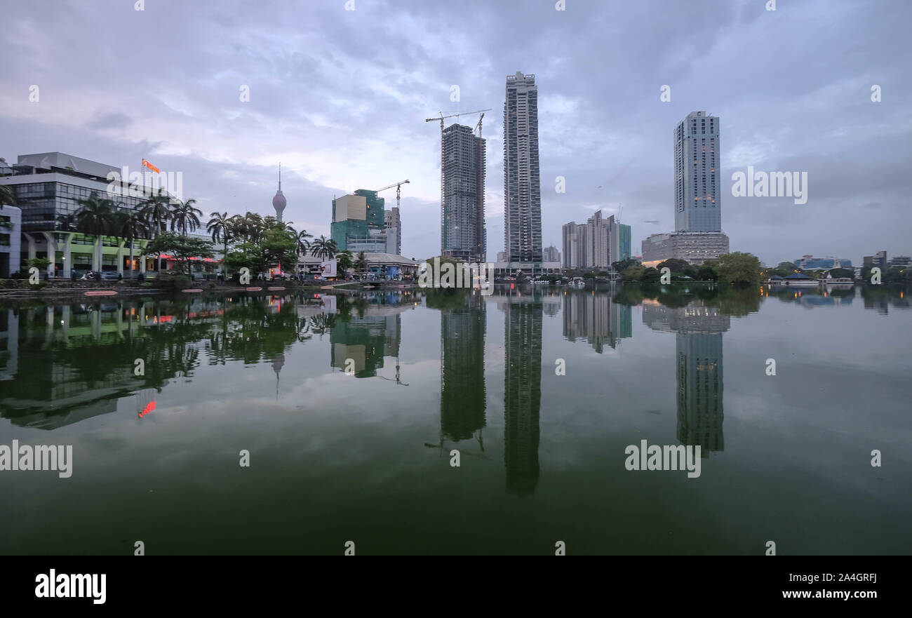 Colombo, Sri Lanka - August 10, 2019: Beira lake and Colombo city ...