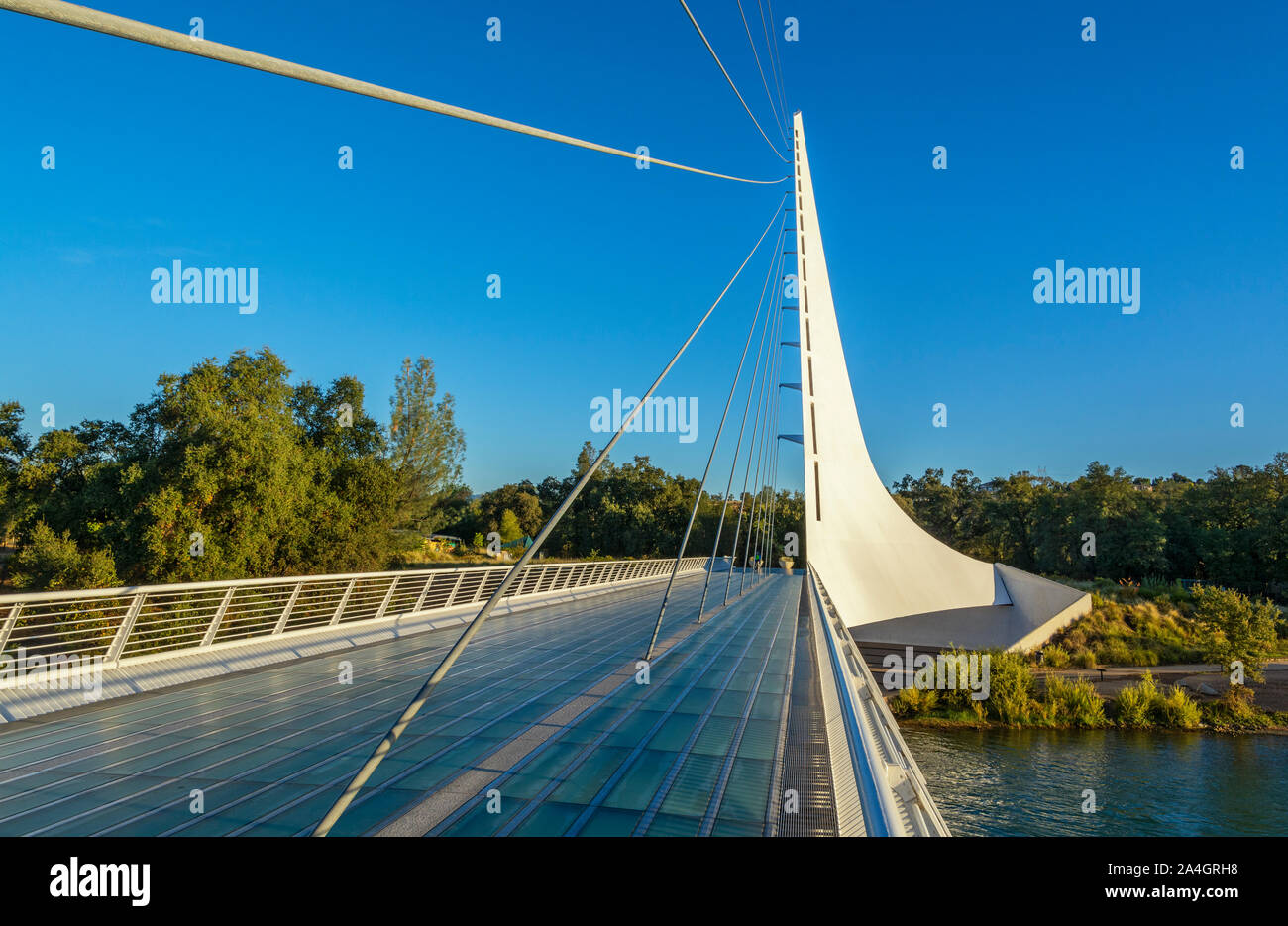 California, Redding, Sundial Bridge at Turtle Bay Exploration Park ...