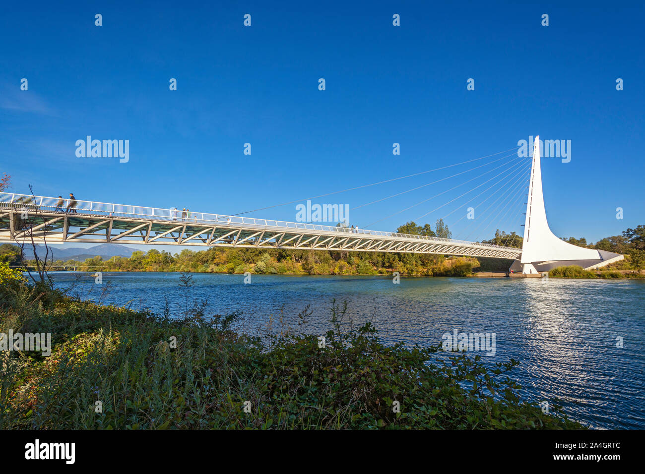 California, Redding, Sundial Bridge at Turtle Bay Exploration Park ...