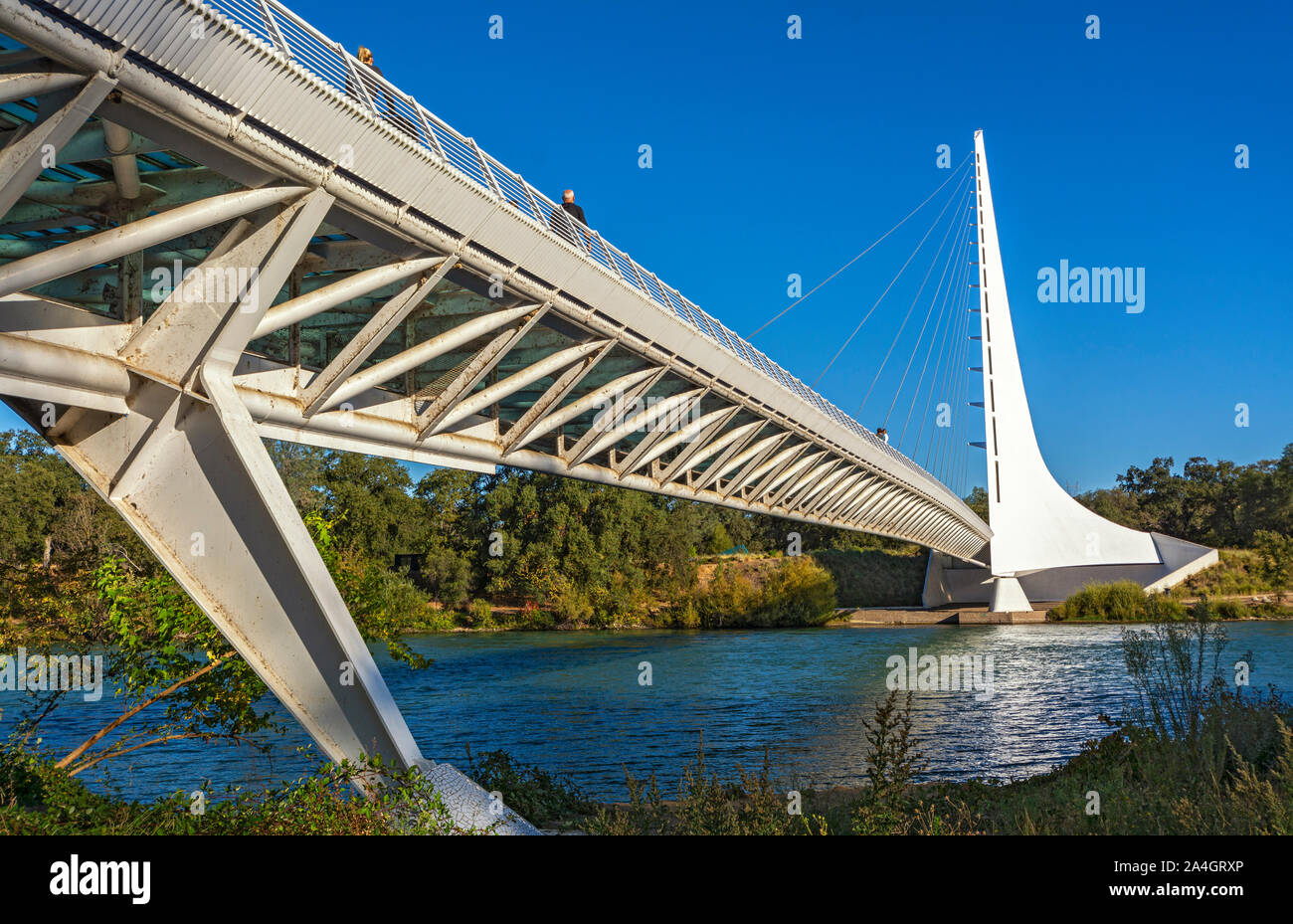 California, Redding, Sundial Bridge at Turtle Bay Exploration Park ...