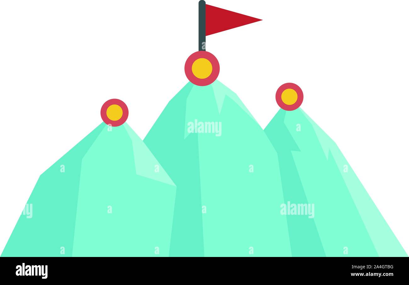 Business mountains target icon. Flat illustration of business mountains ...