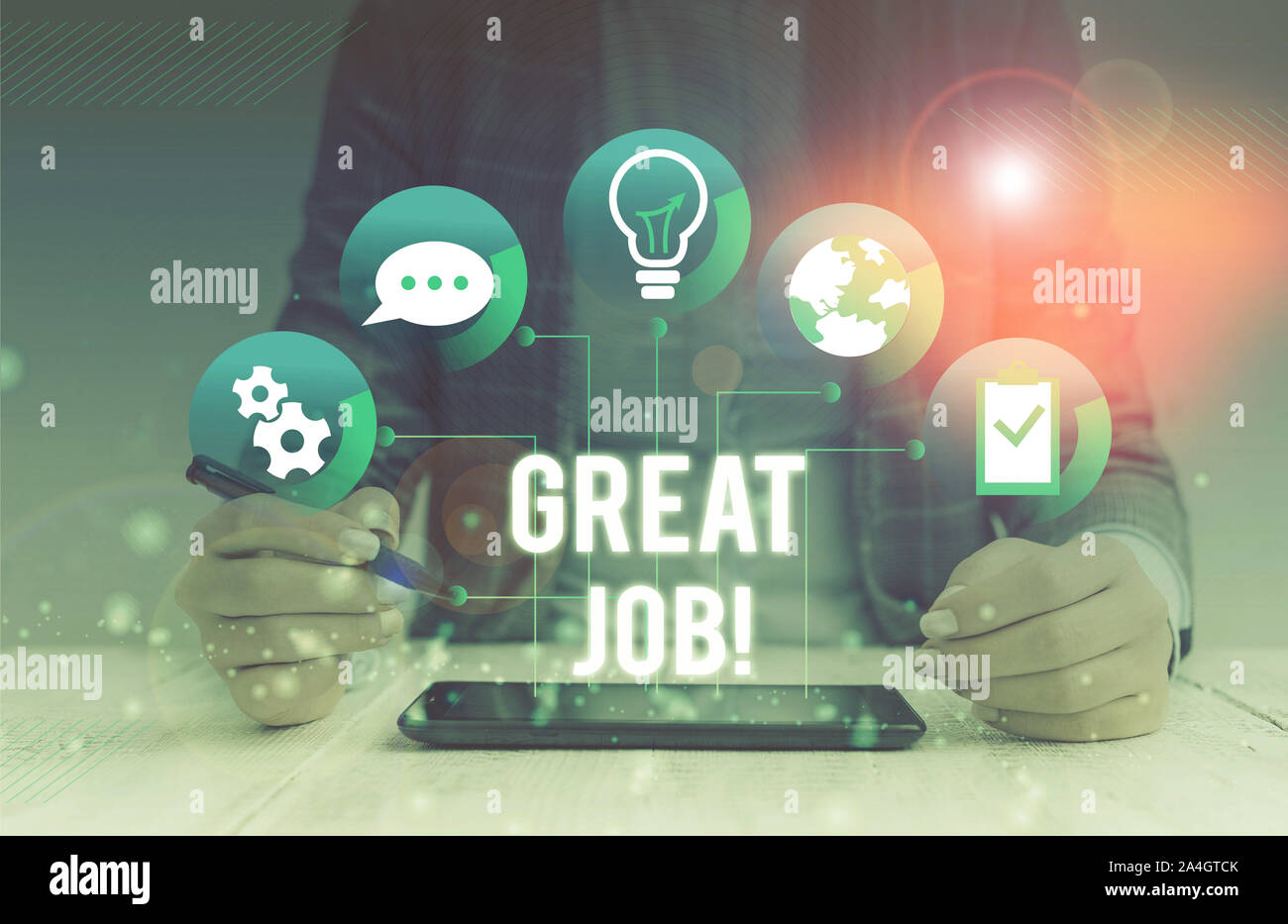 Conceptual hand writing showing Great Job. Concept meaning used ...