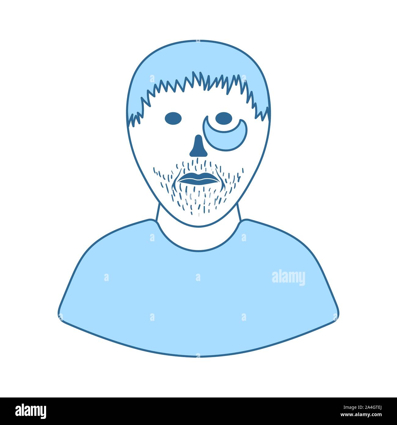 Criminal Man Icon. Thin Line With Blue Fill Design. Vector Illustration ...