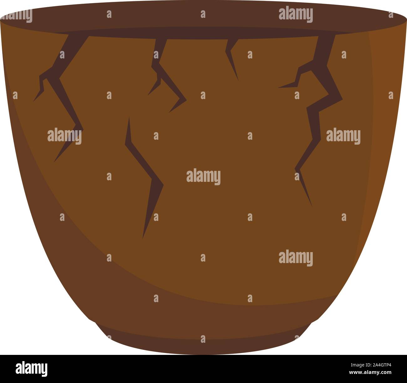 Stone age cracked pot icon. Flat illustration of stone age cracked pot ...