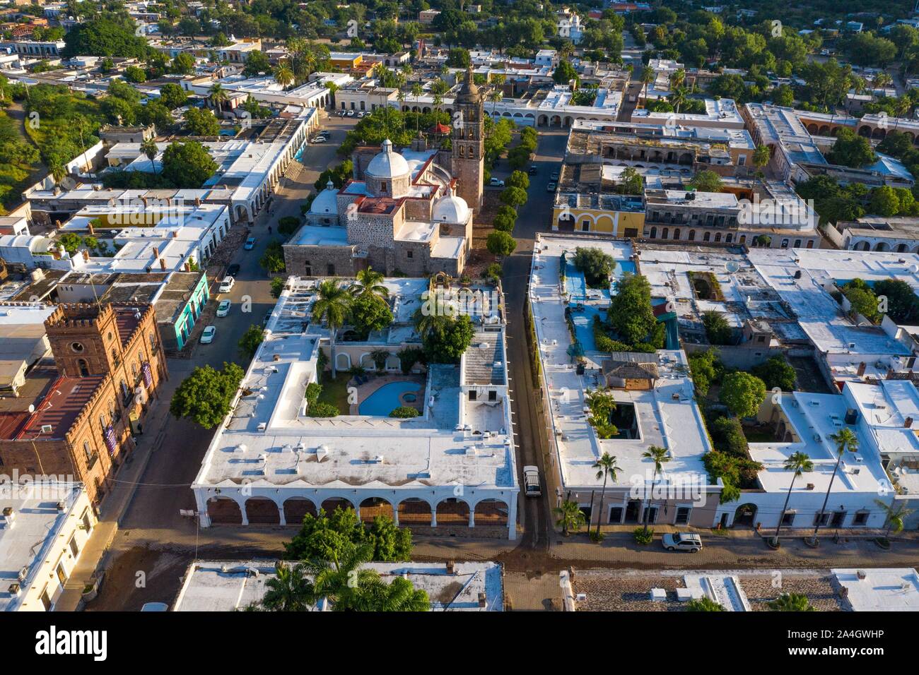aerial view of the municipality of Alamos, Sonora Mexico, Magical Town ...