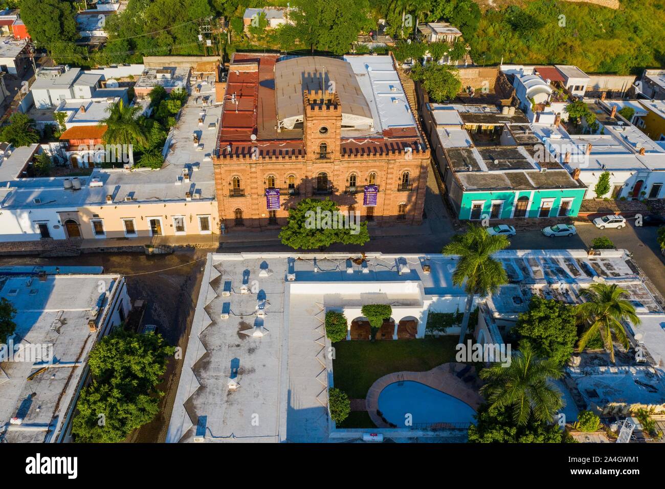 aerial view of the municipality of Alamos, Sonora Mexico, Magical Town ...