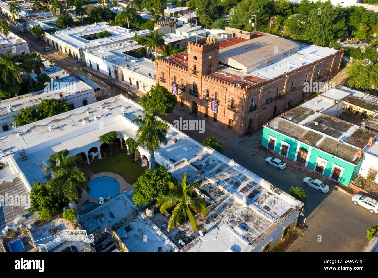 aerial view of the municipality of Alamos, Sonora Mexico, Magical Town ...