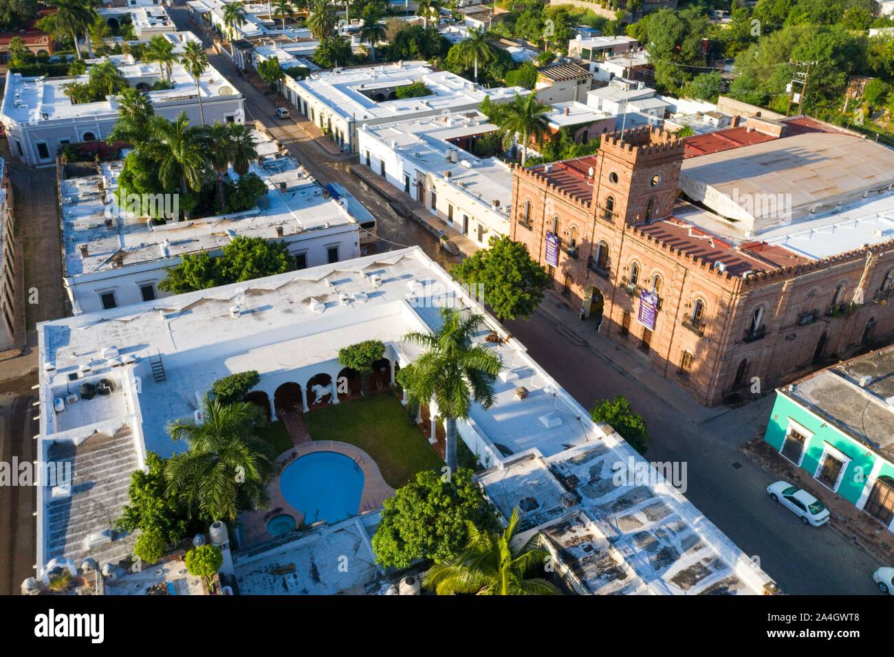 aerial view of the municipality of Alamos, Sonora Mexico, Magical Town ...