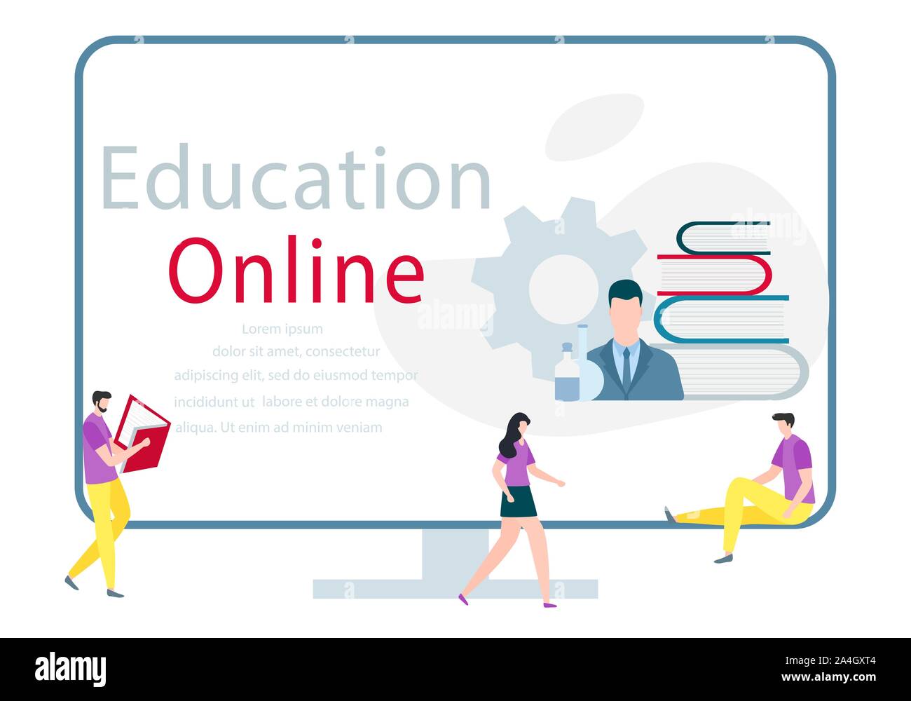 Vector illustration with learning people. Online education, online ...