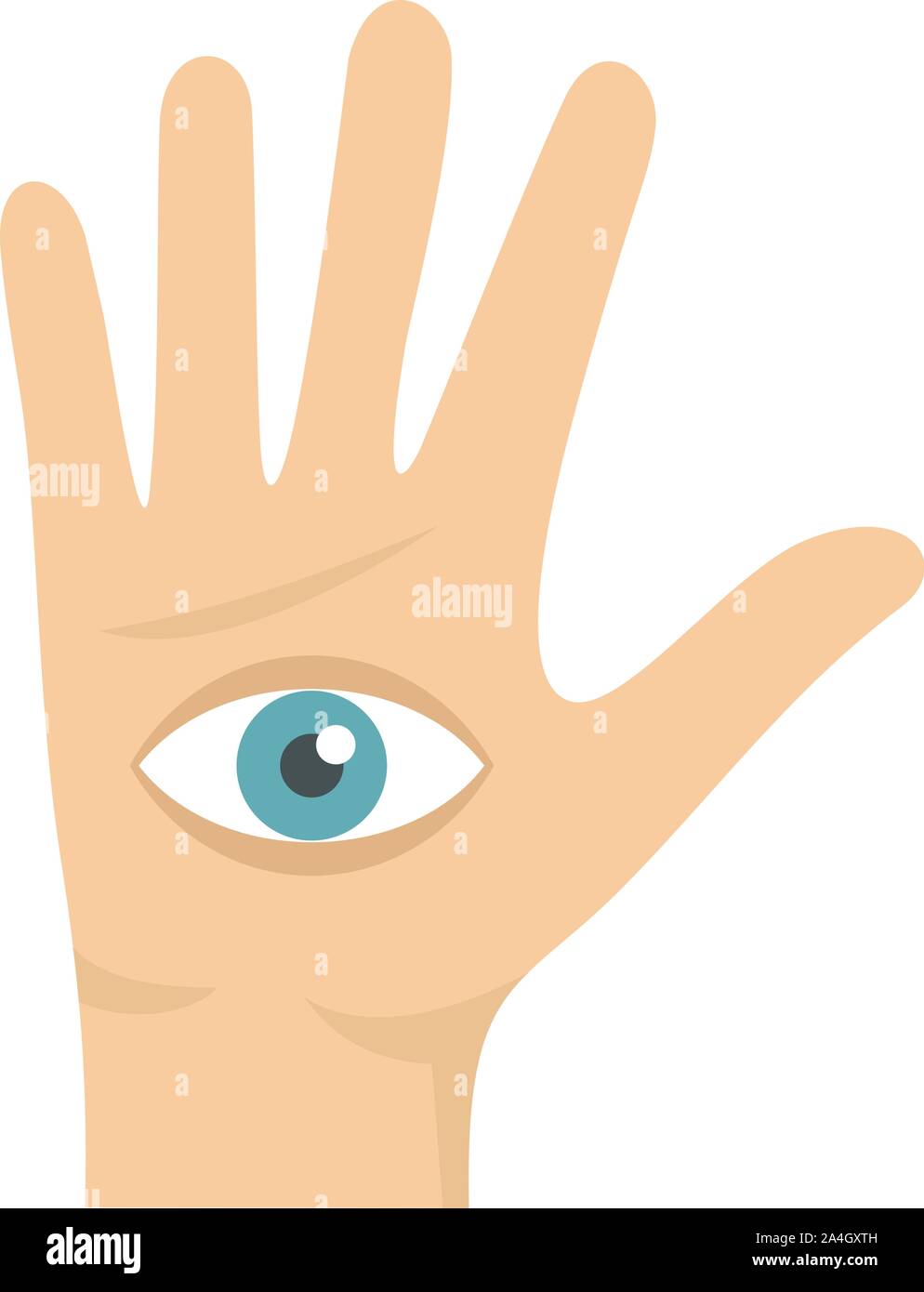Eye in hand icon. Flat illustration of eye in hand vector icon for web ...