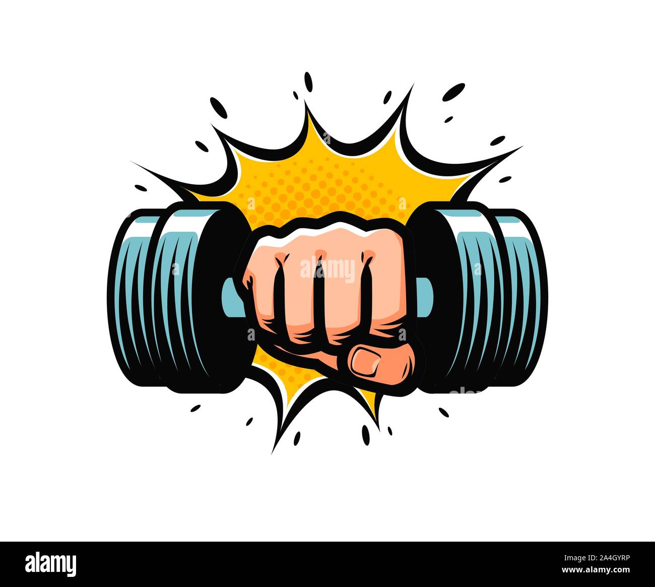 Arm with dumbbell. Gym club logo. Vector illustration Stock Vector ...
