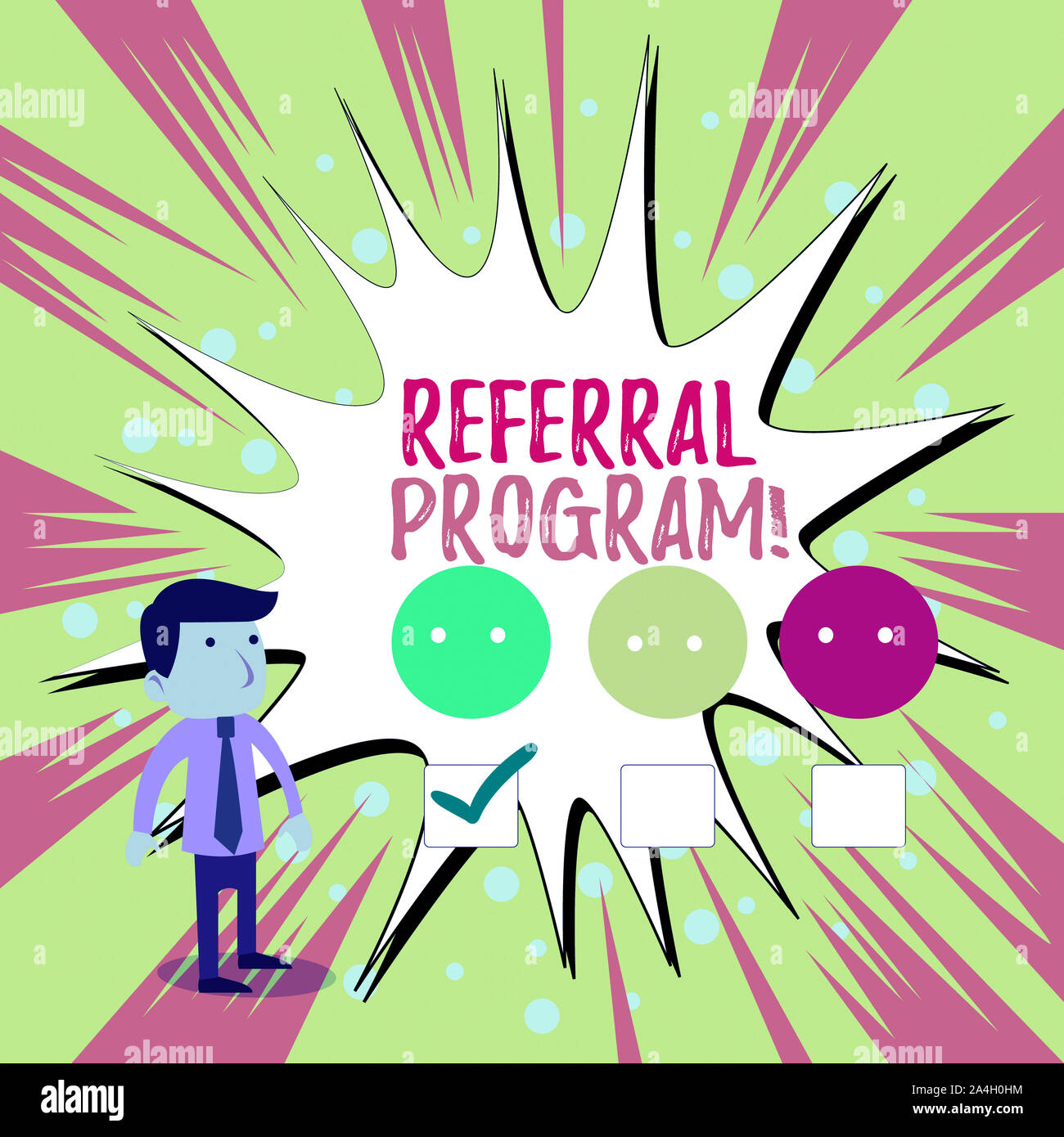 Writing note showing Referral Program. Business concept for internal ...