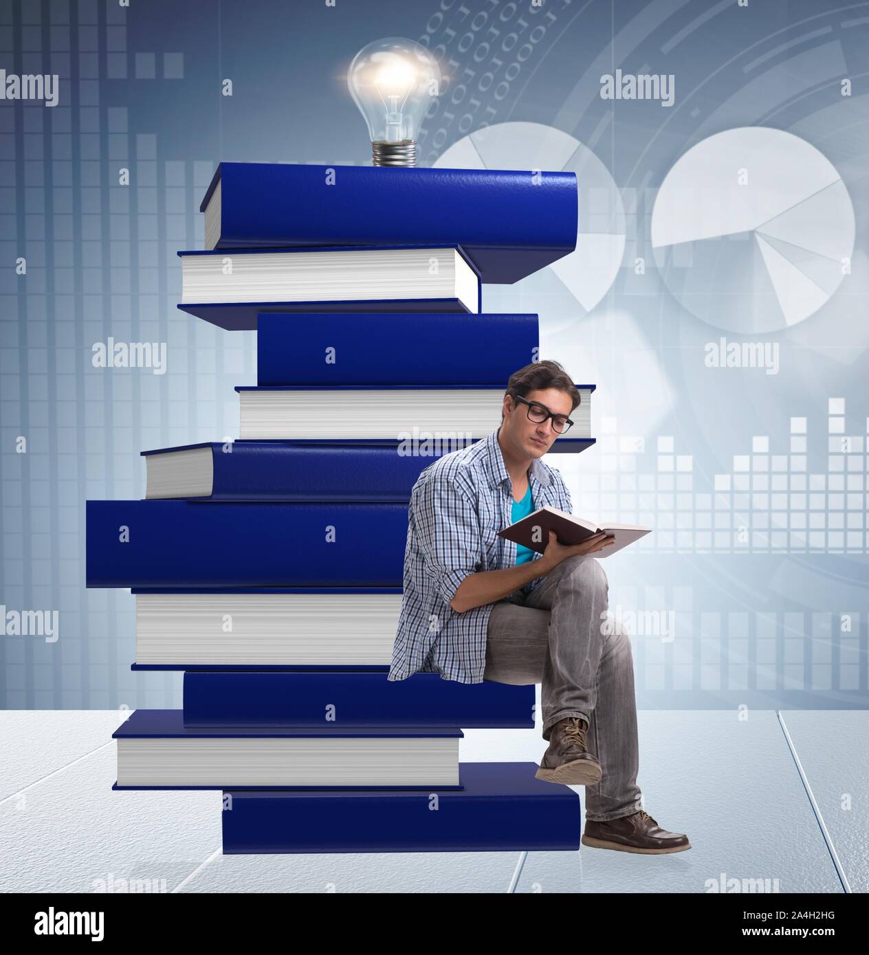 The young male student in education concept Stock Photo - Alamy