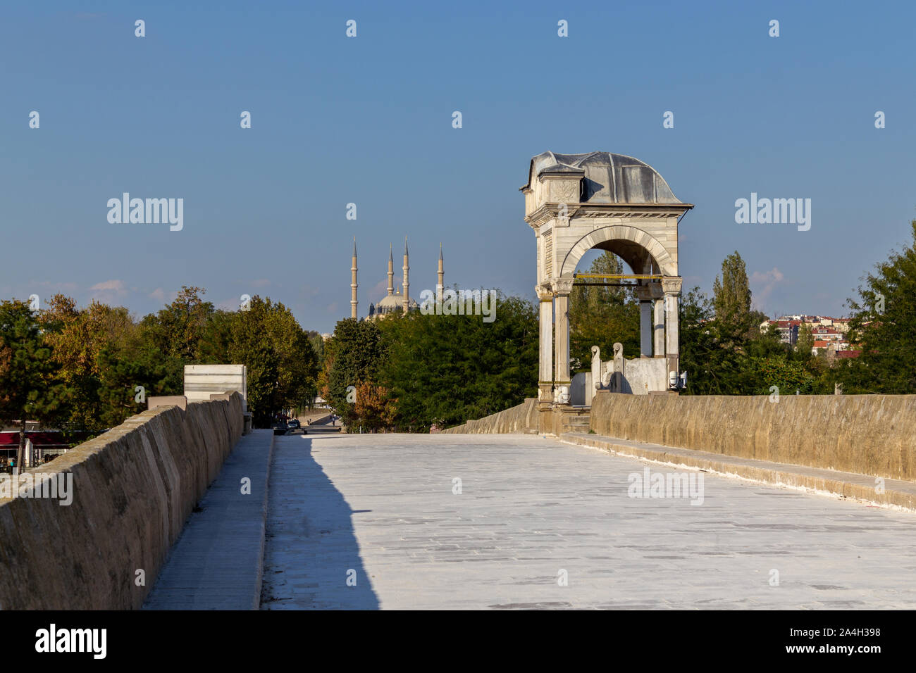 Historical old Meric Bridge on Meric River. Edirne, Turkey Stock Photo ...