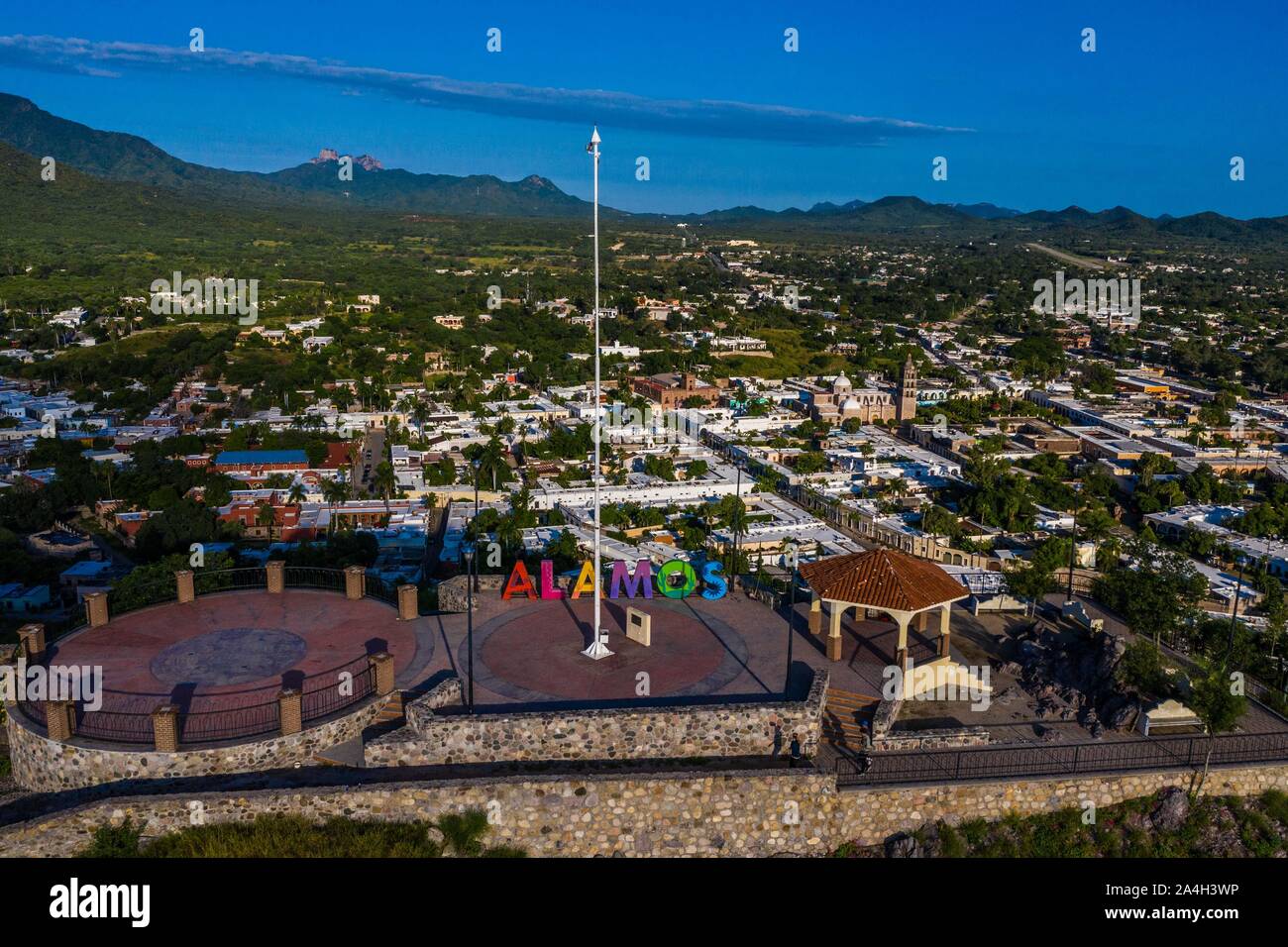 Aerial view of the Alamos viewpoint, Sonora Mexico, Magical town ...