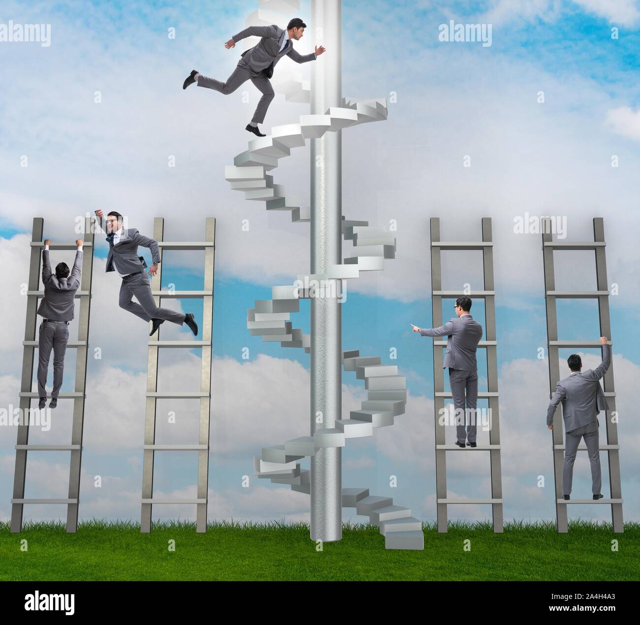 The competition concept with businessman beating competitors Stock ...