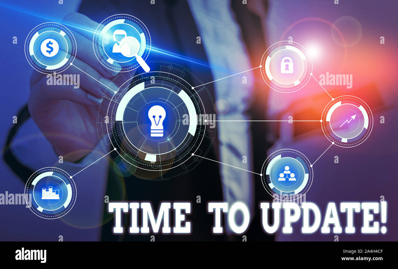 Writing note showing Time To Update. Business concept for this is right ...
