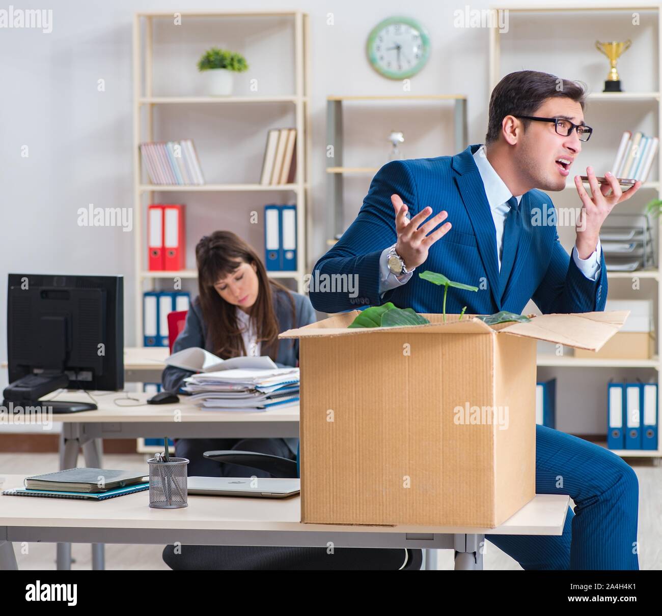 The person being fired from his work Stock Photo - Alamy