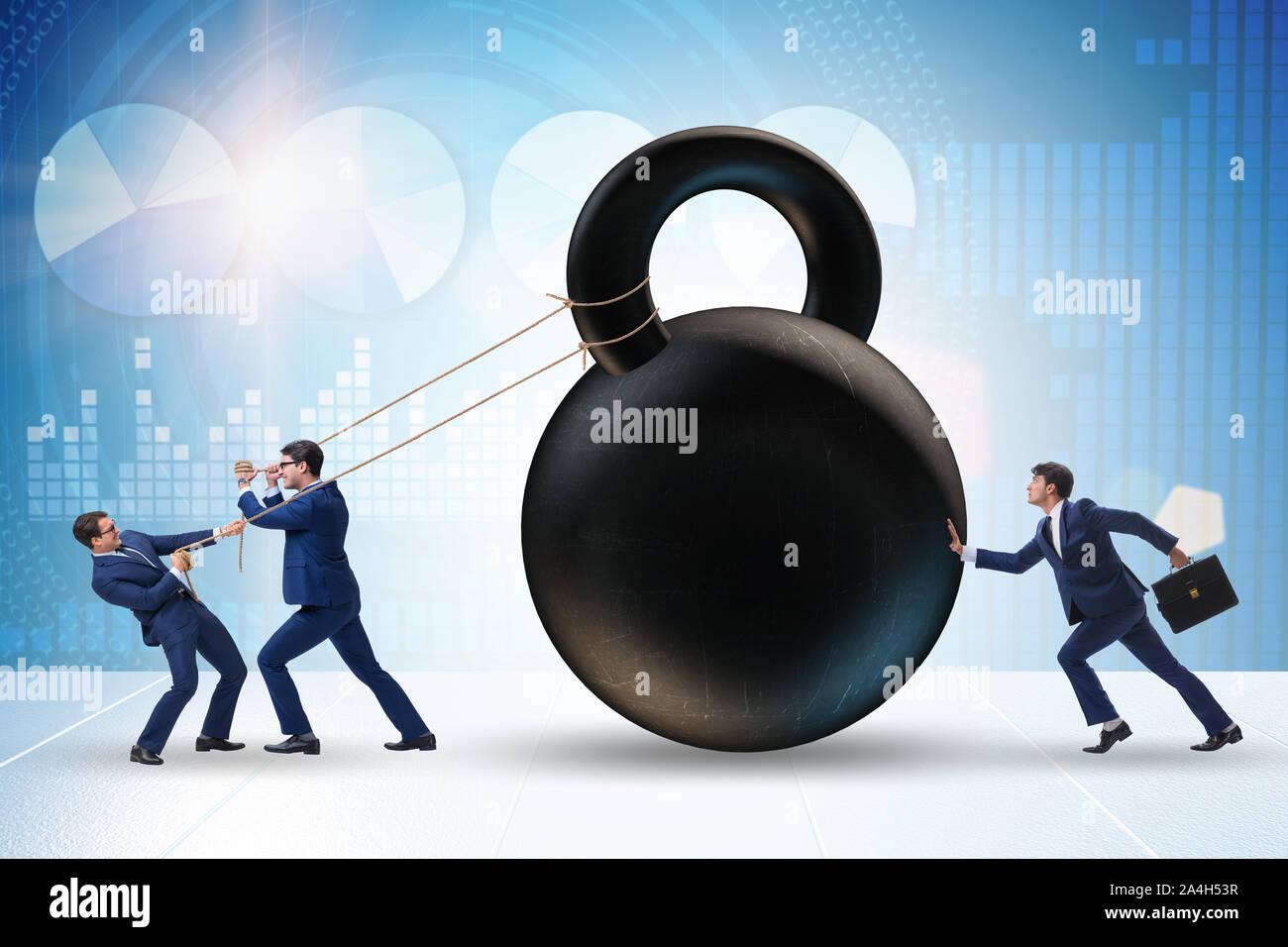 The businessmen trying to deal with difficult task Stock Photo - Alamy