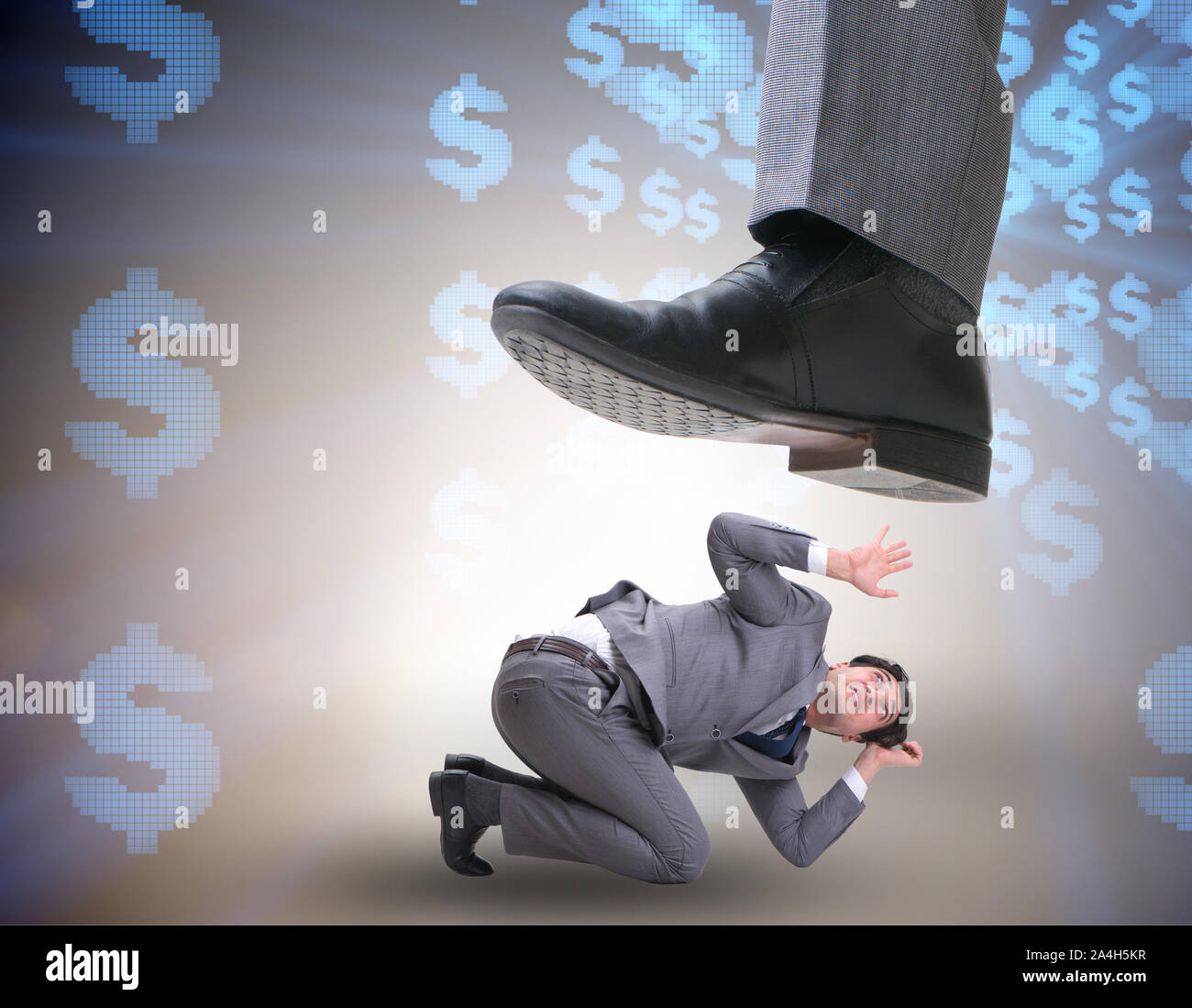 The bad angry boss stamping on employee in business concept Stock Photo ...