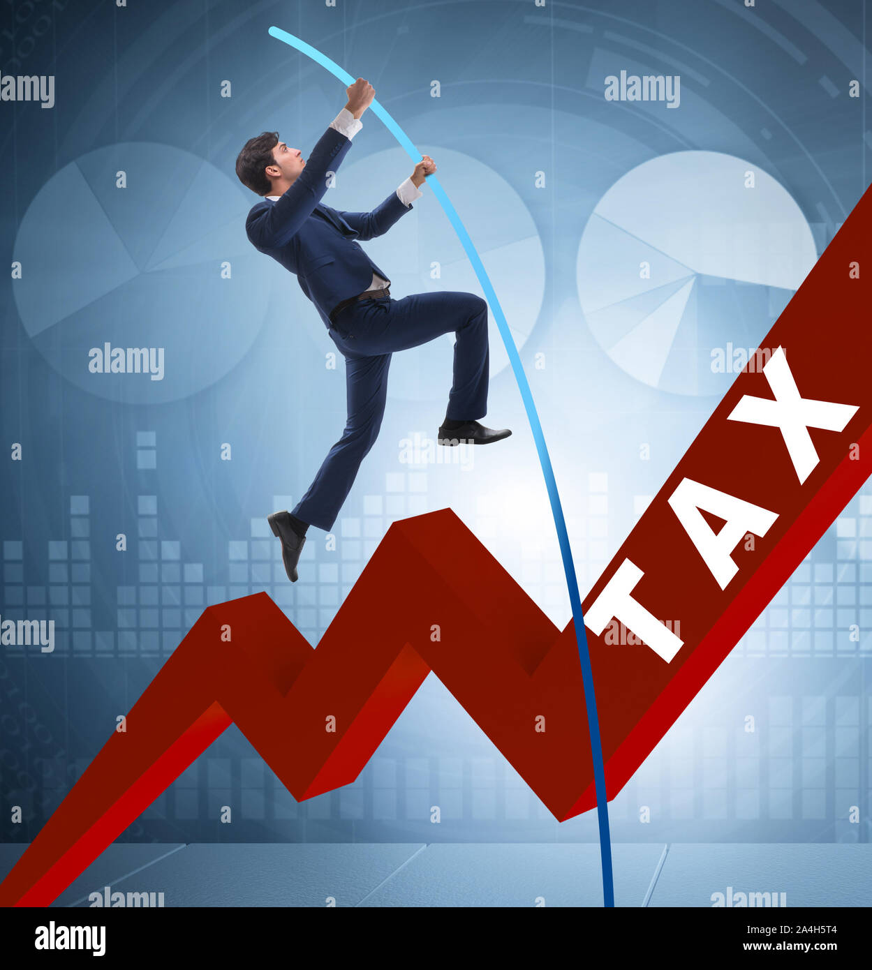 The businessman jumping over tax in tax evasion avoidance concept Stock ...