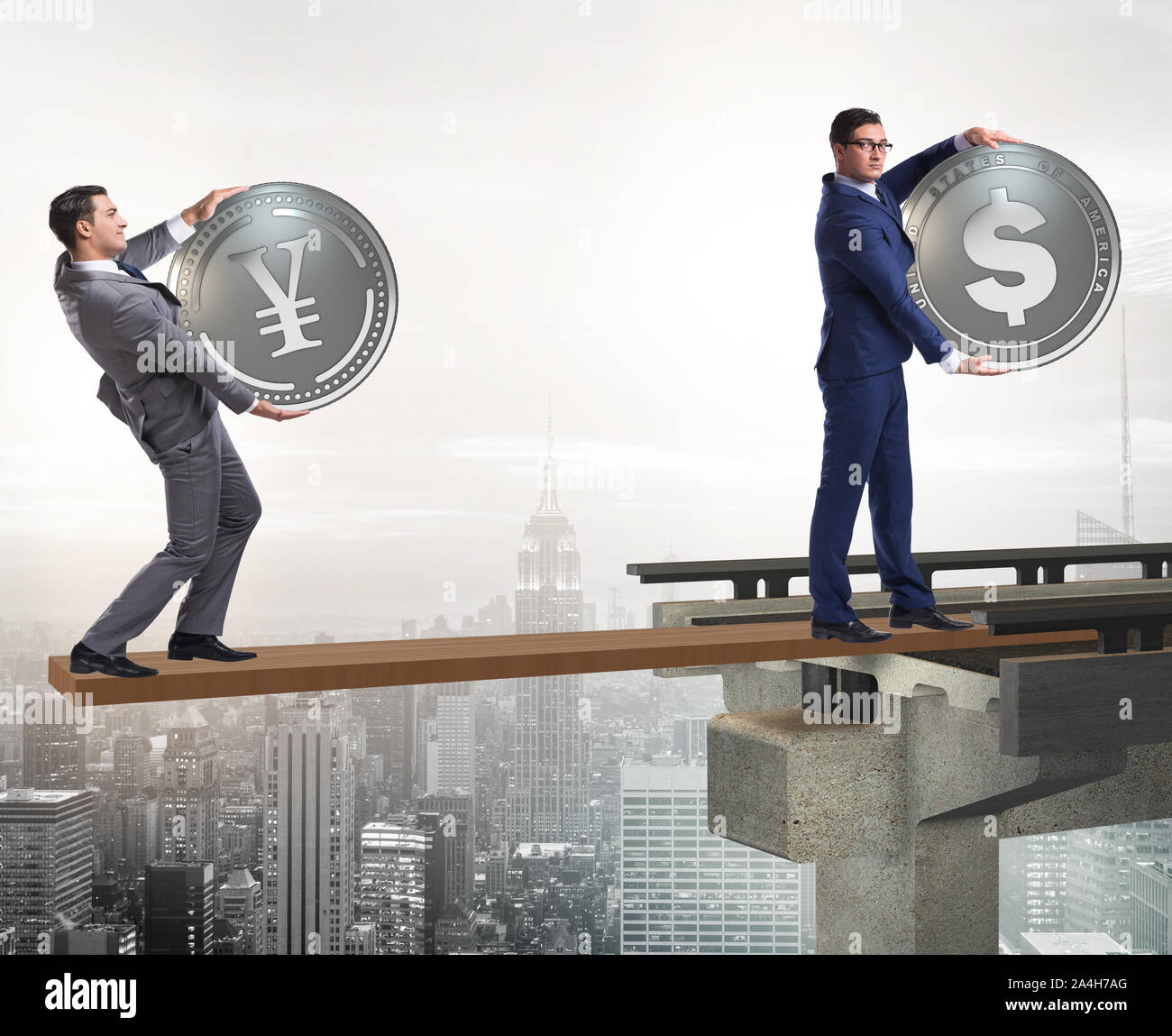 The interdependency concept with two currencies Stock Photo - Alamy