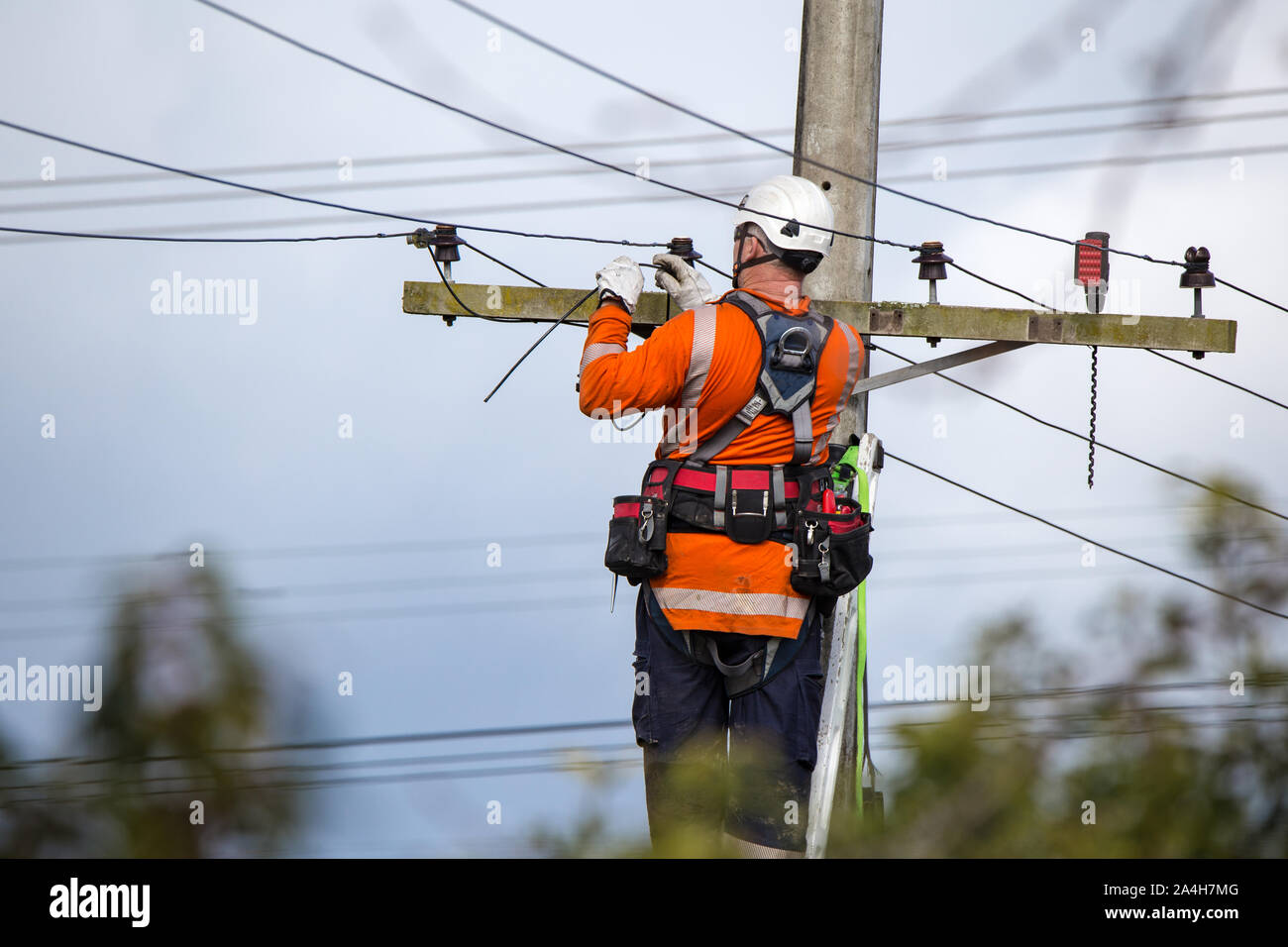 Power line grid technician hi-res stock photography and images - Alamy