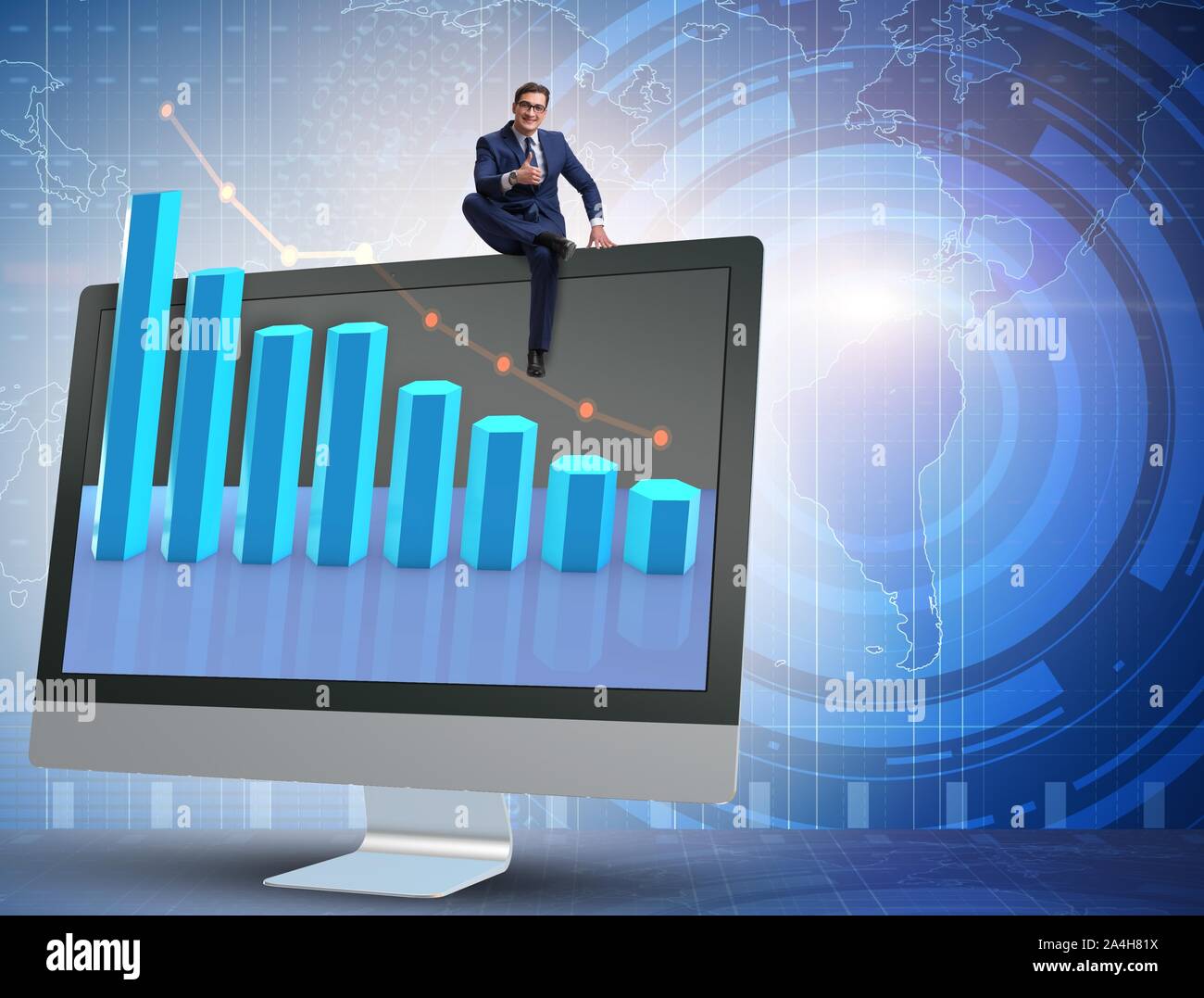 The businessman in economic forecasting concept with charts Stock Photo ...