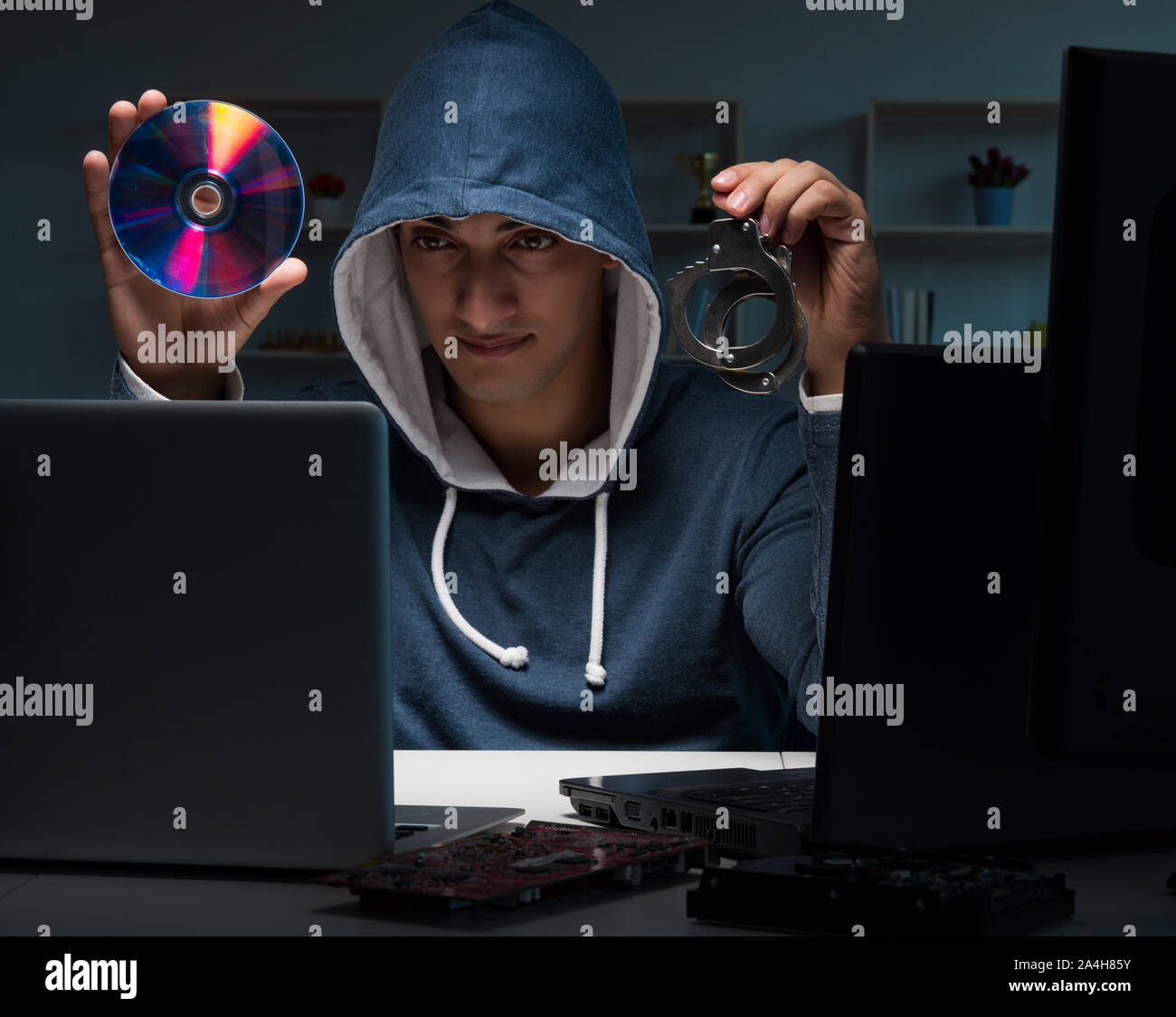 The hacker hacking computer at night Stock Photo - Alamy