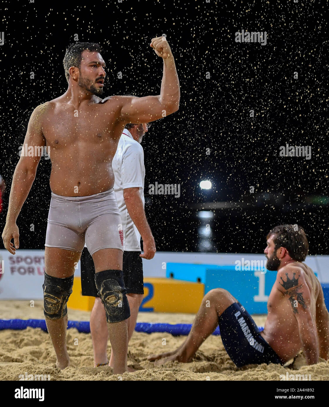 Doha, Qatar. 14th Oct, 2019. Muhammad Inam of Pakistan celebrates after ...