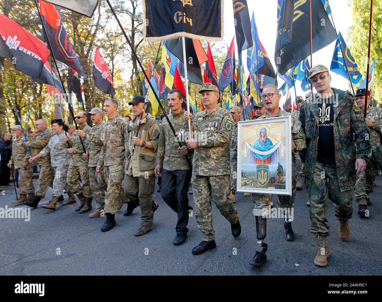 Kiev, Ukraine. 14th Oct, 2019. Ukrainian veterans who participated at ...