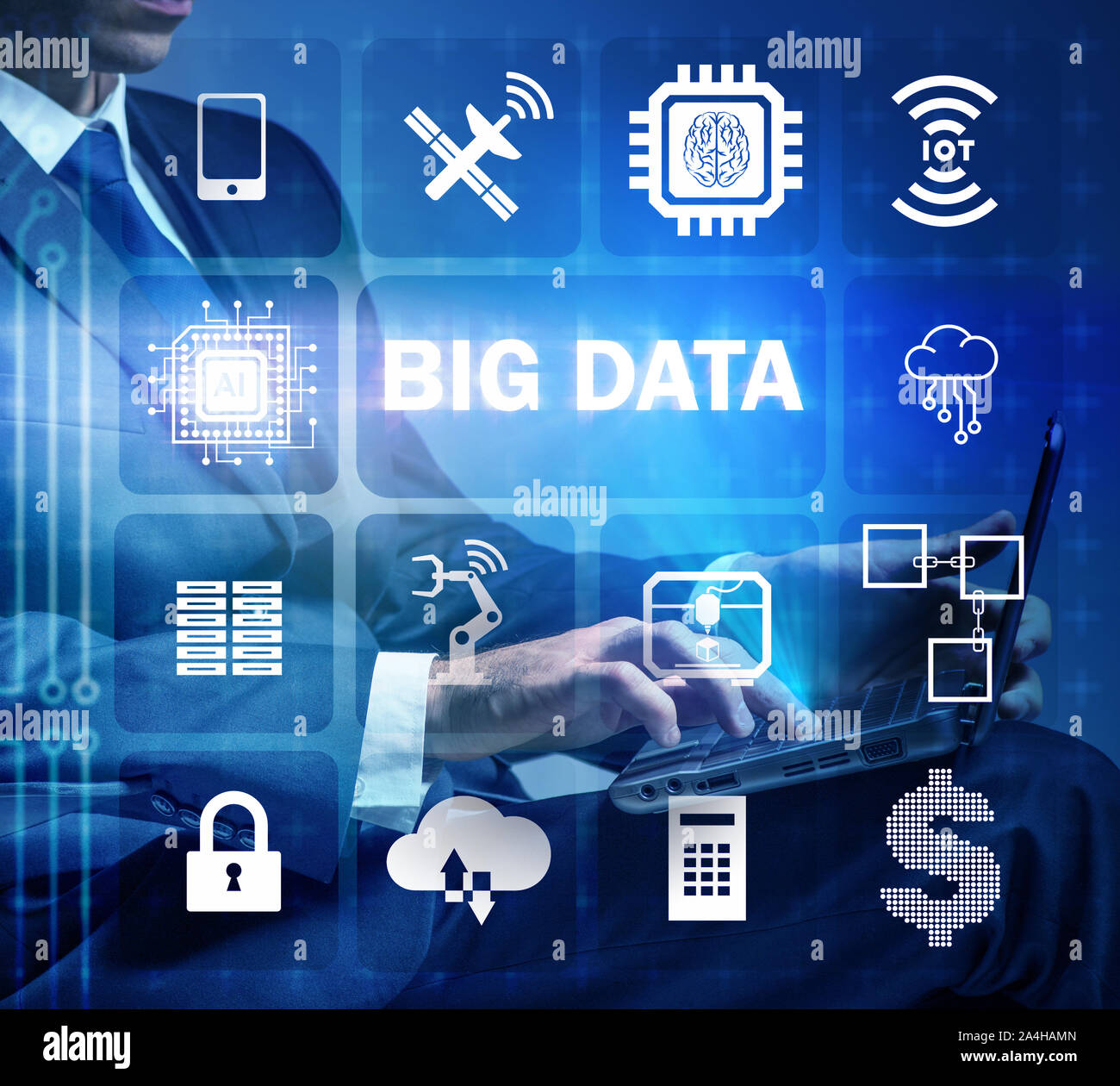 The big data modern computing concept with businessman Stock Photo - Alamy